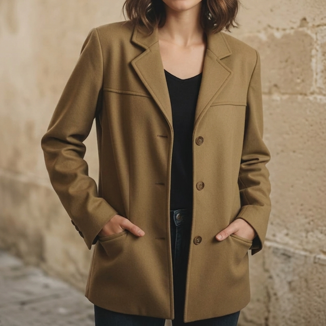 Vintage Suede Blazer for Women, Soft Suede Fabric, Long Sleeves, Lapel ...